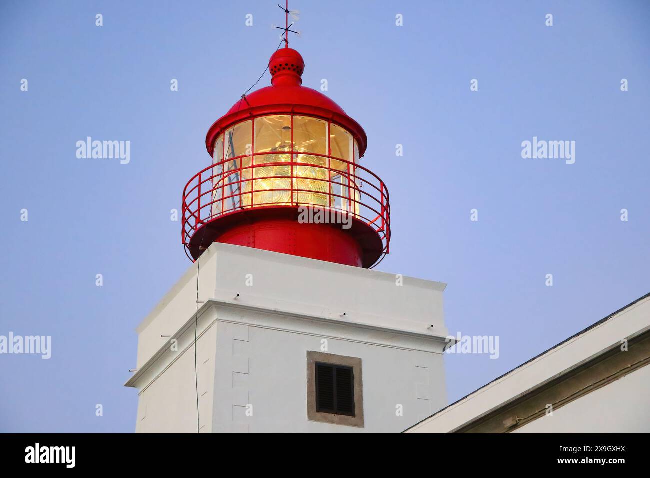 Lantern of the lighthouse of Ponta do Pargo on the western coast of ...