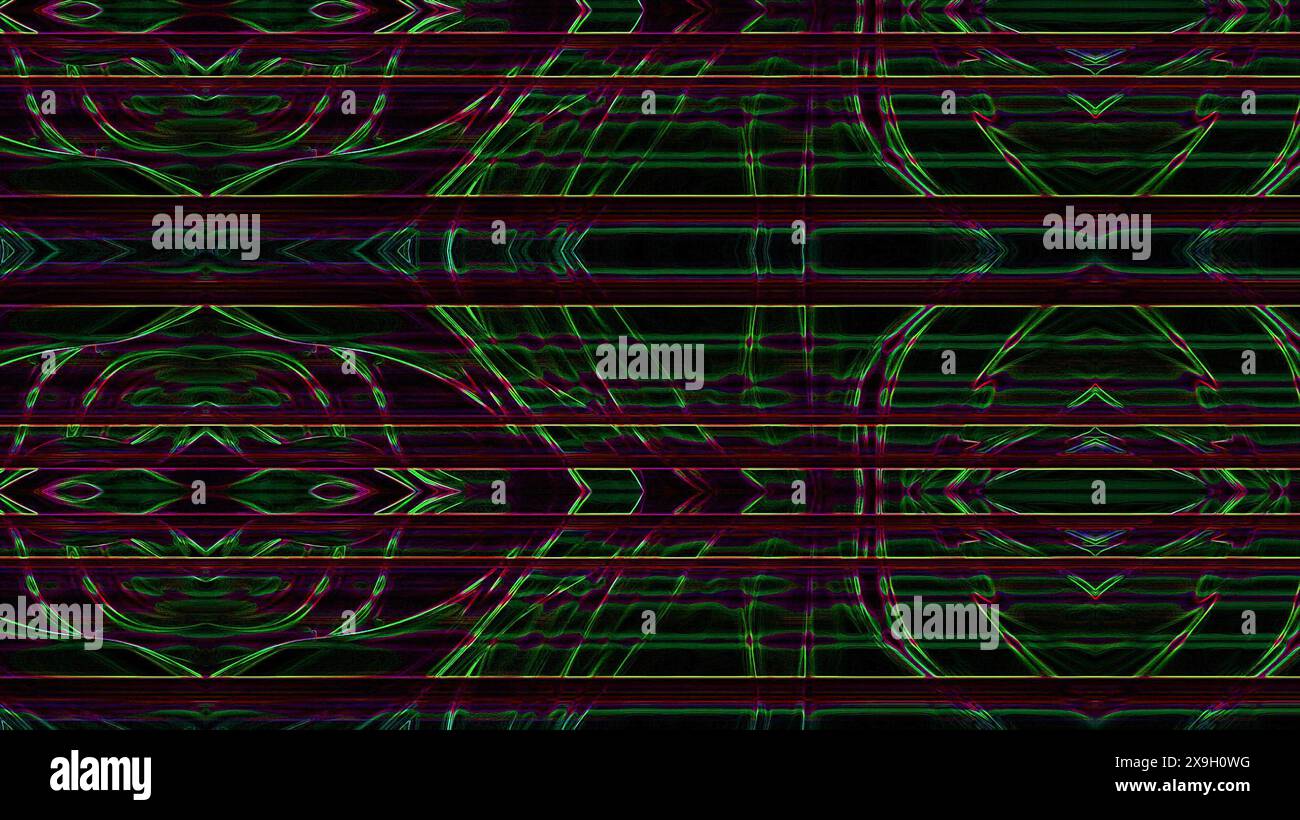 Symmetrical neon green and black abstract geometric pattern with ...