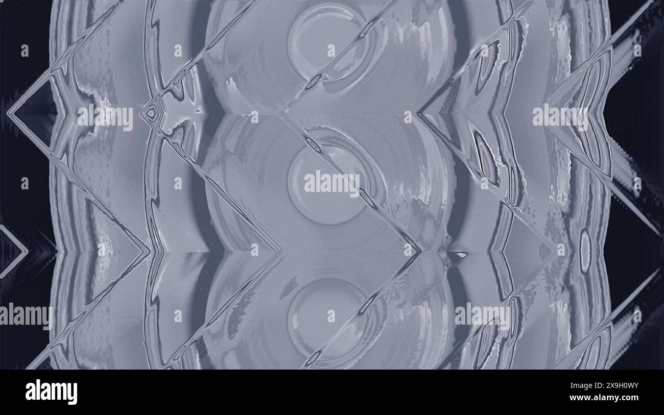 Abstract symmetrical geometric pattern with metallic silver and blue ...