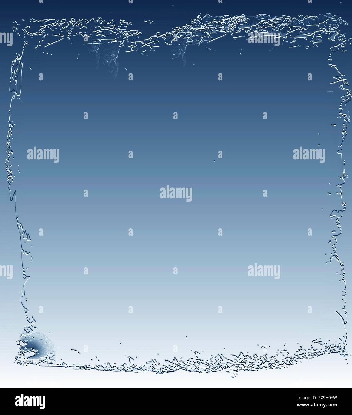 A frosty ice border with a gradient blue background, evoking a cold ...
