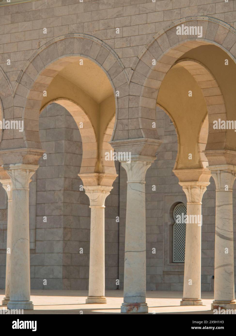 Beautifully curved sandstone arcades with finely carved columns, Tunis ...