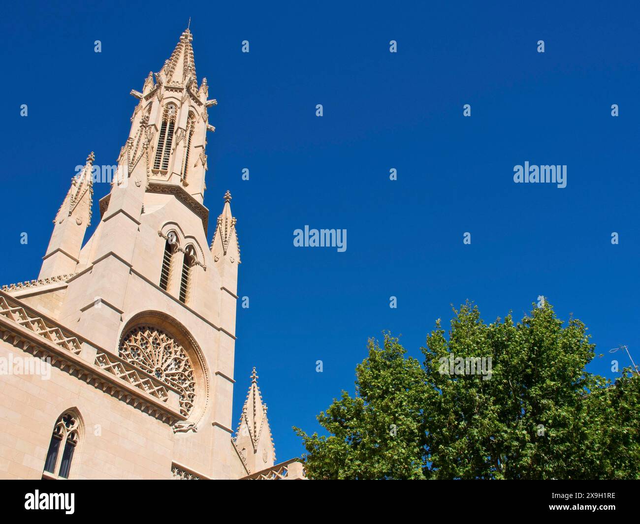 Gothic church with high towers and detailed architecture against a ...
