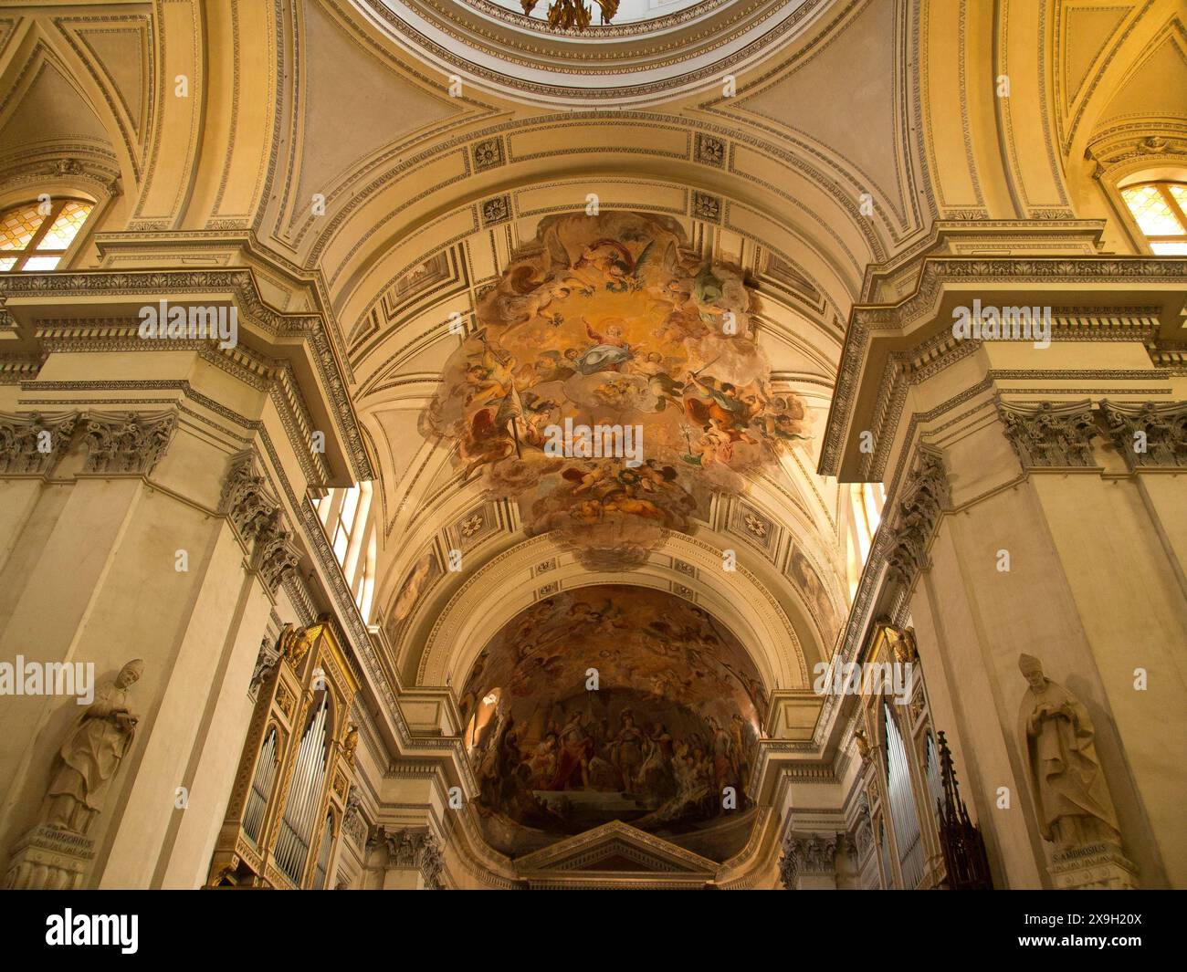 Interior view of a church with impressive frescoes and vaults, palermo ...