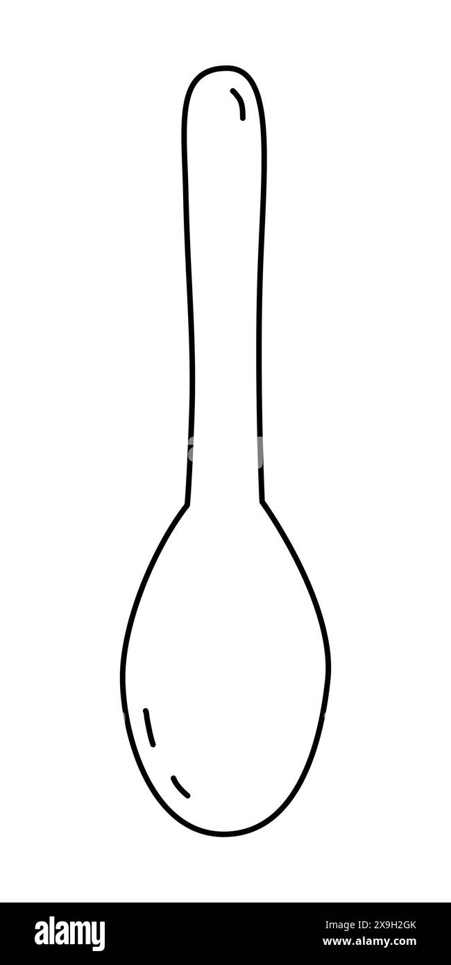 Wooden spoon, cooking or baking kitchen utensil, doodle style flat ...