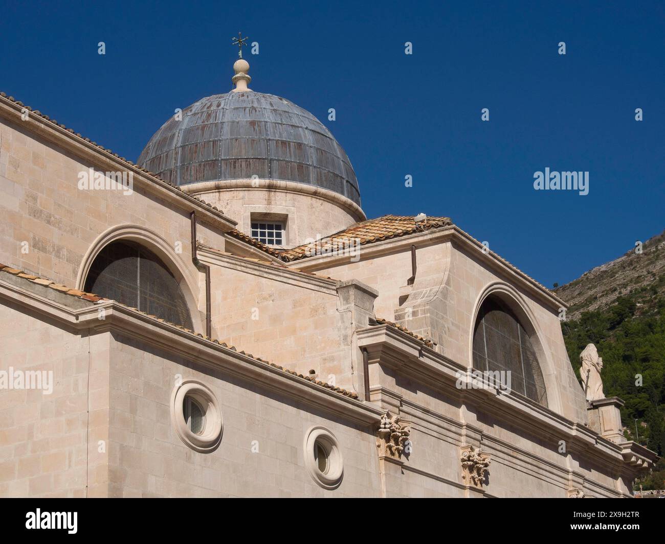 Church domes and historic architecture of an old town under a clear ...