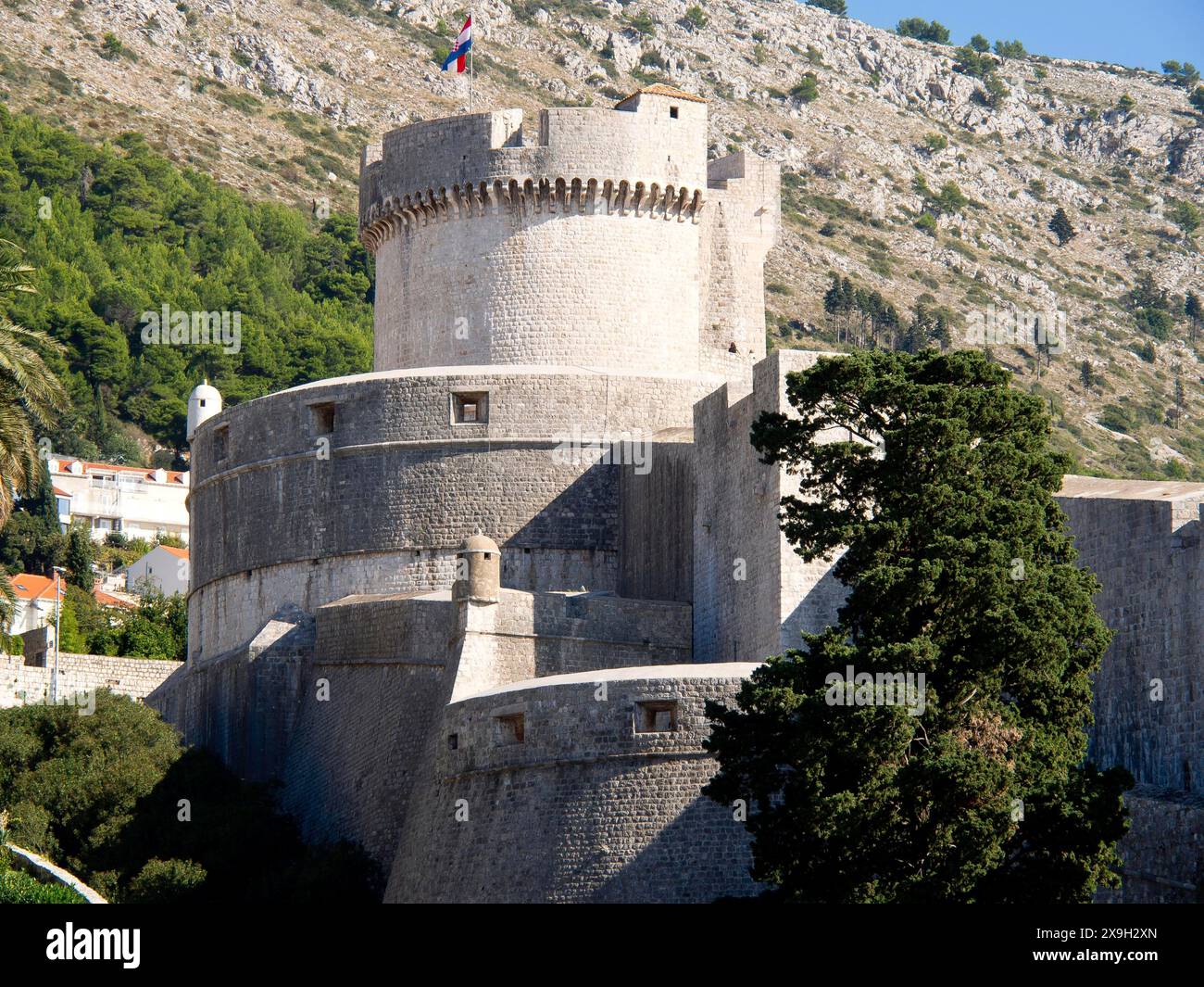 Large medieval stone fortifications with towers and mighty city walls ...