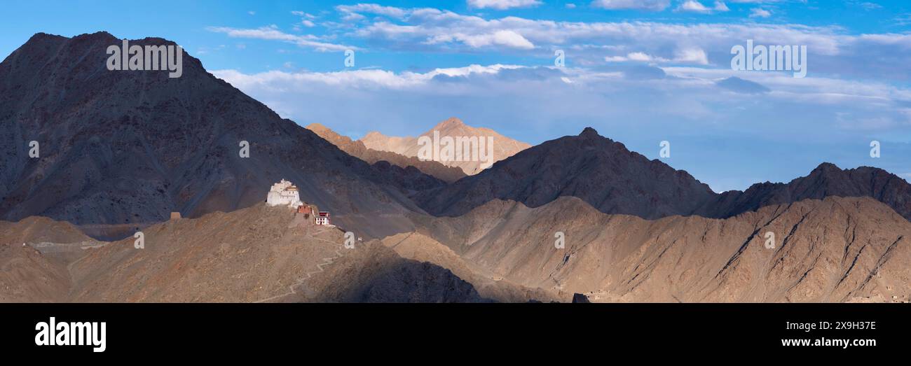 The Namgyal Tsemo Gompa monastery on Tsenmo Hill, a viewpoint over Leh ...