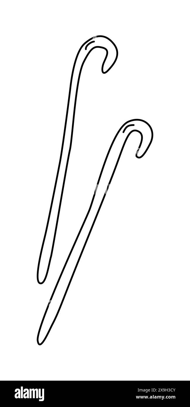 Vanilla sticks or pods, cooking or baking ingredients, doodle style ...