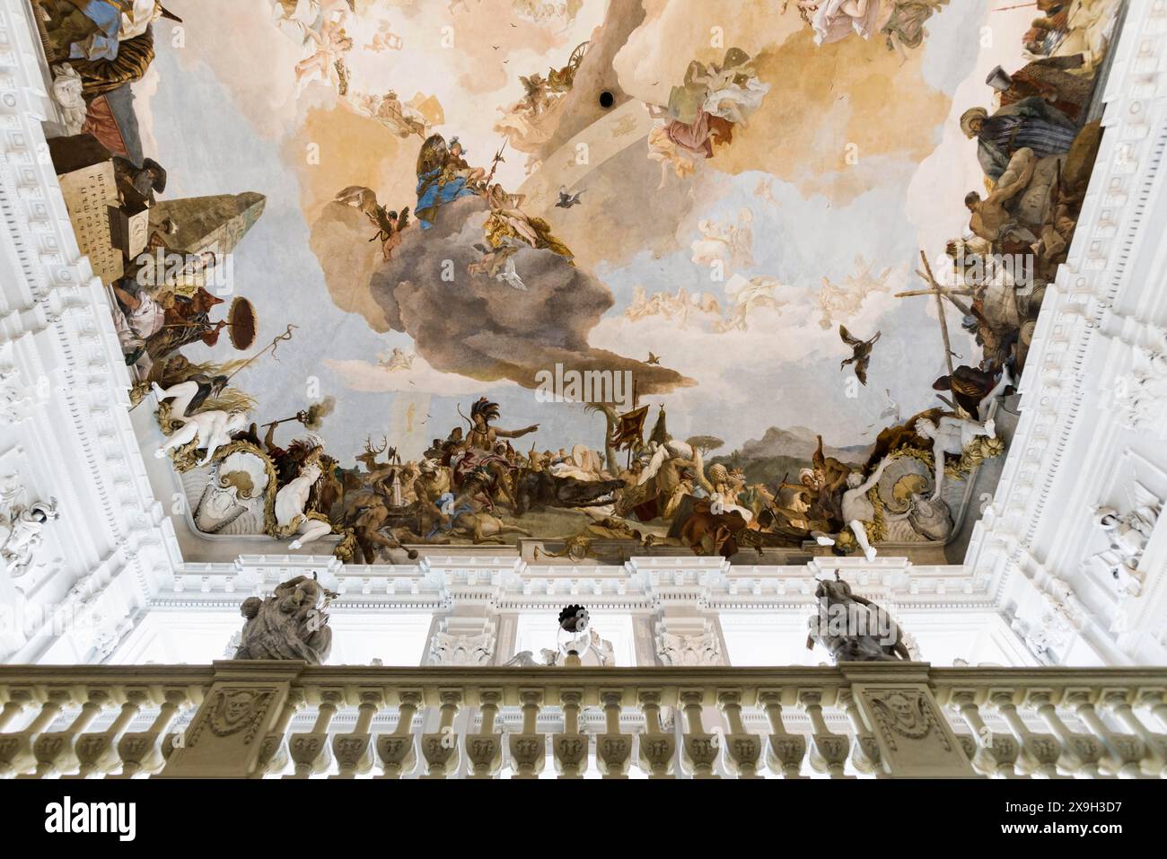 Staircase, fresco, ceiling painting by Tiepolo, Wuerzburg Residence ...