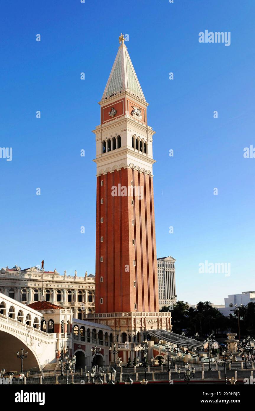 Las Vegas, Nevada, USA, North America, Big bell tower in front of a ...
