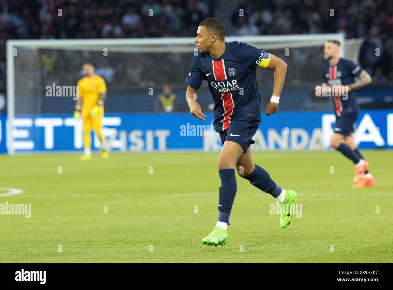 Football match, captain Kylian MBAPPE' Paris St. Germain running and ...