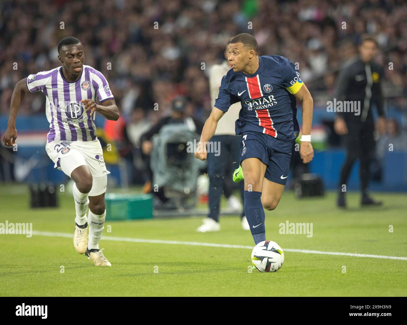 Football match, captain Kylian MBAPPE' Paris St. Germain running on the ...