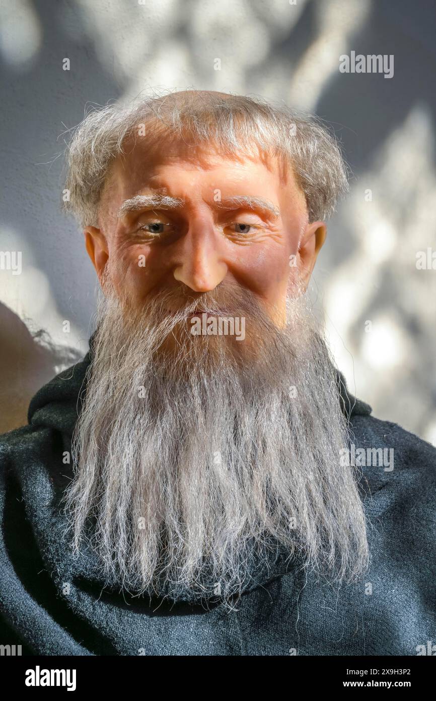 Figure of a Dominican monk, castle monastery as part of the European ...