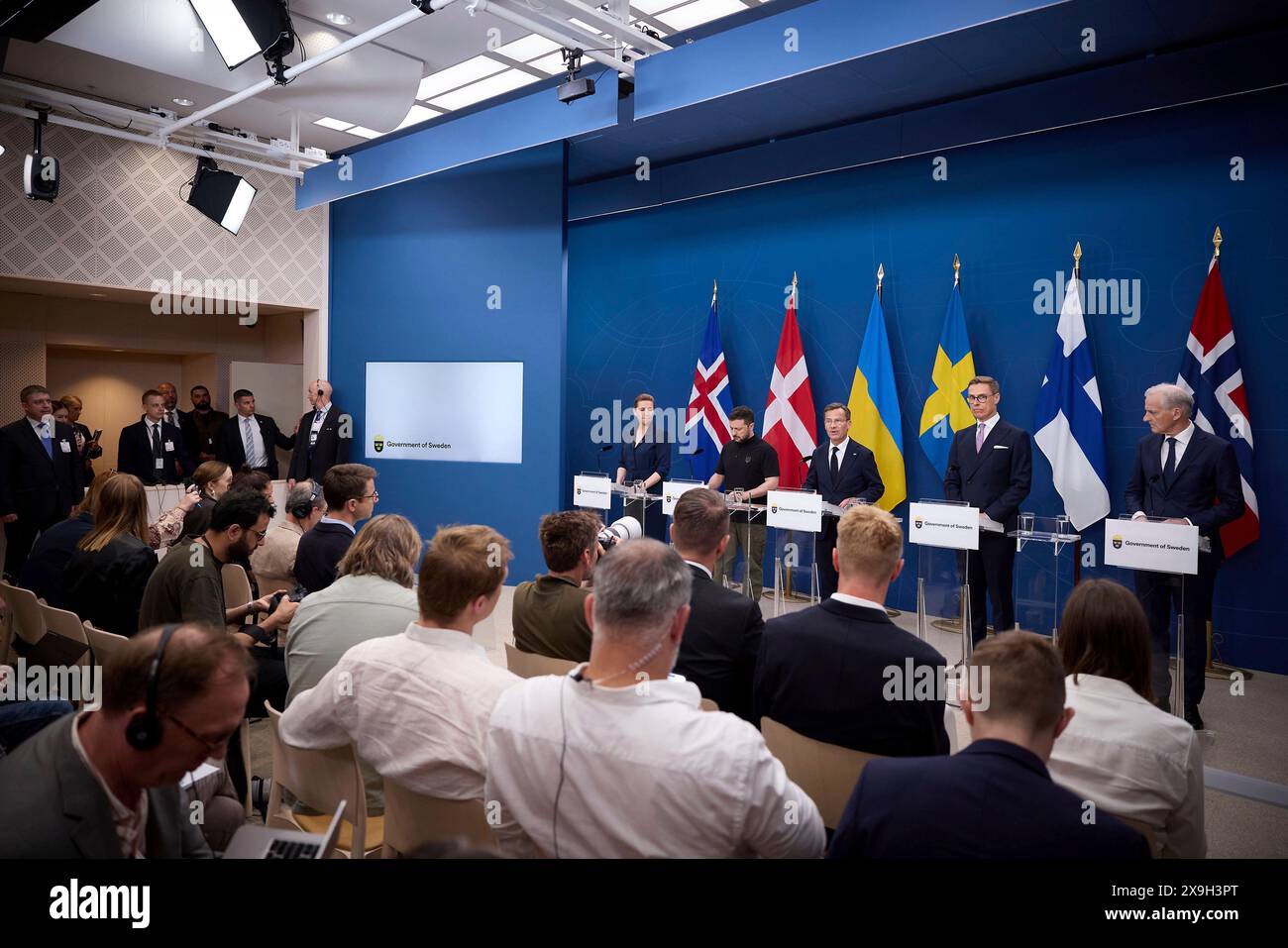 Stockholm, Sweden. 31st May, 2024. Left to right: Danish Prime Minister Mette Frederiksen ...