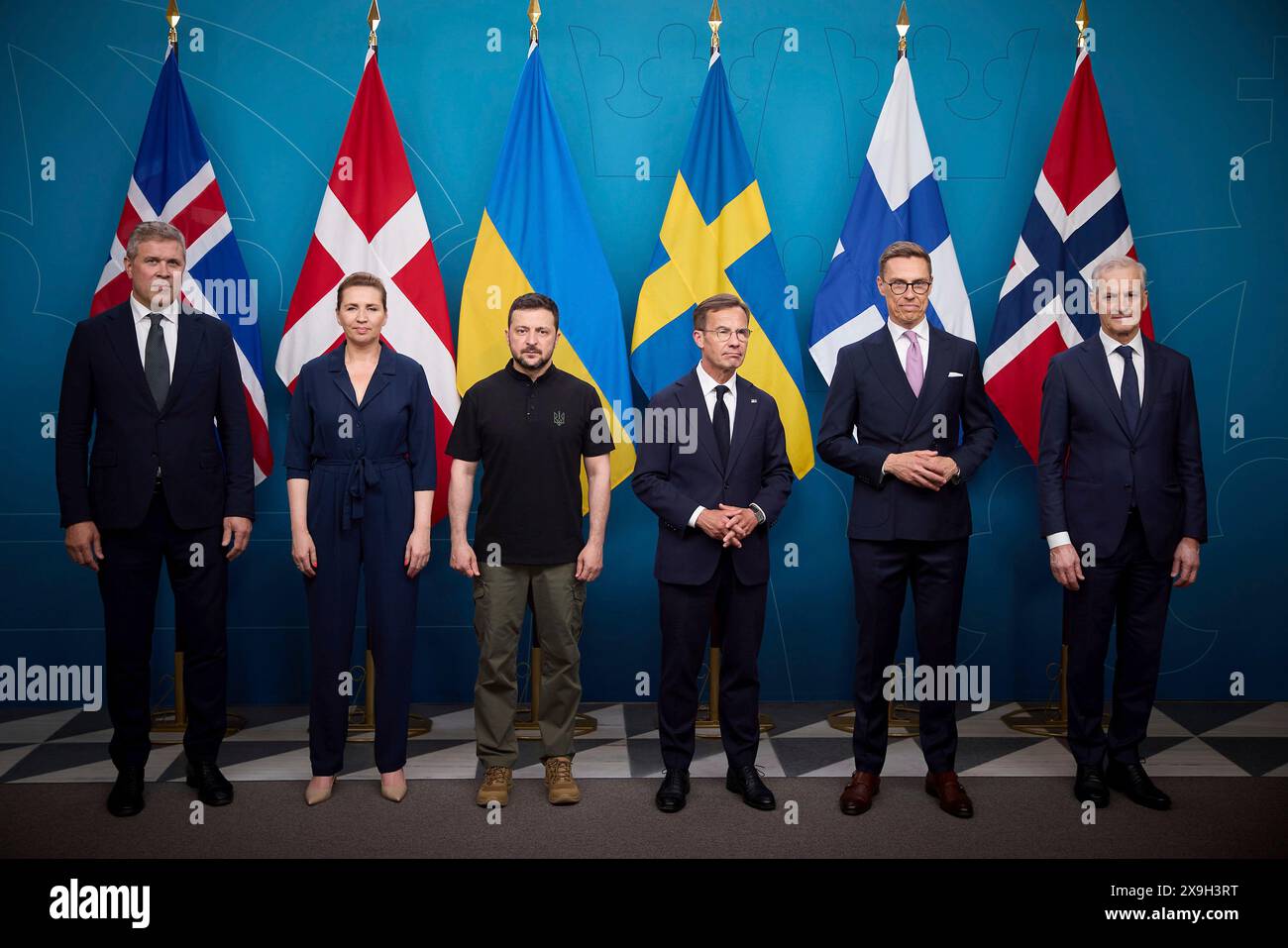 Stockholm, Sweden. 31st May, 2024. Left to right: Iceland Prime Minister Bjarni Benediktsson ...