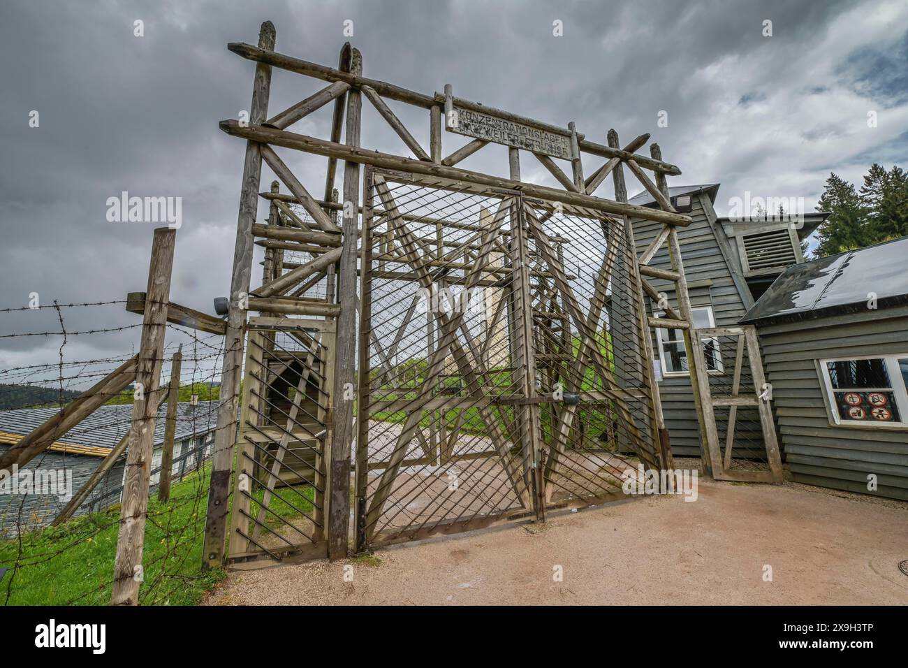 Entrance gate, Struthof concentration camp, Natzweiler, Alsace, France ...