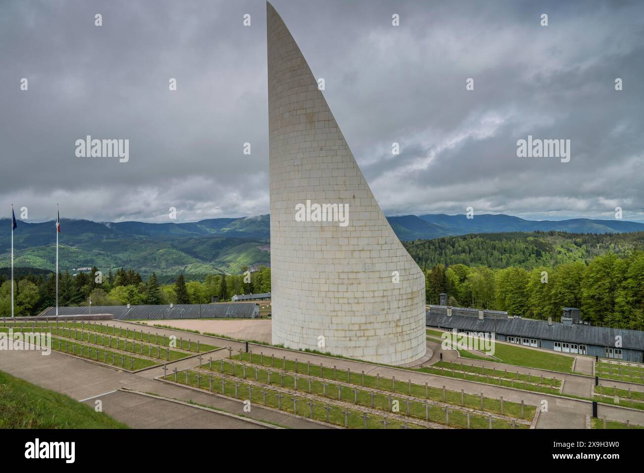 Memorial in the shape of a flame, Struthof concentration camp ...