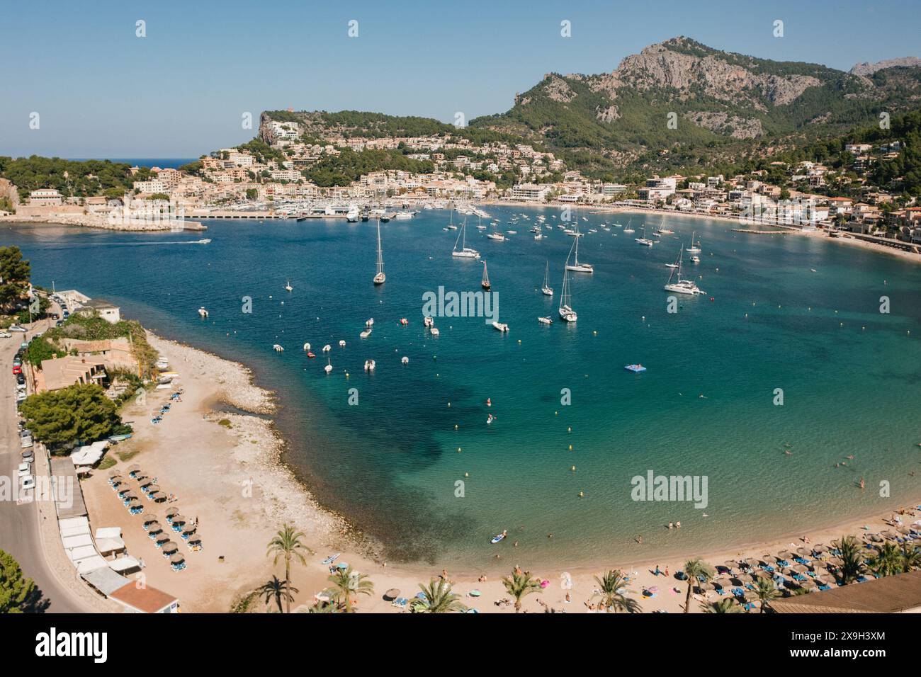 Aerial drone photography of Mallorca shoreline. Vacation destination ...