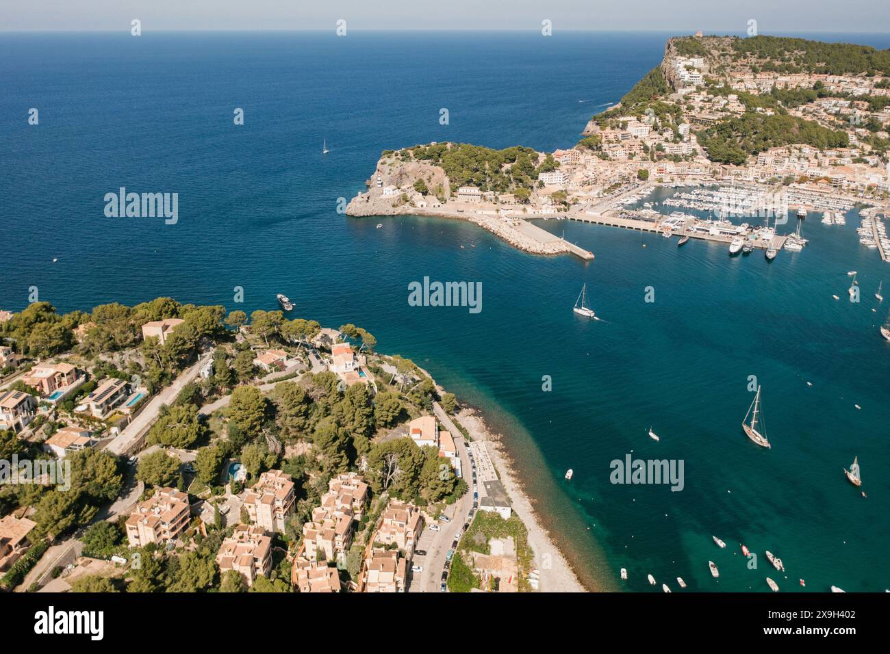 Aerial drone photography of Mallorca shoreline. Vacation destination ...