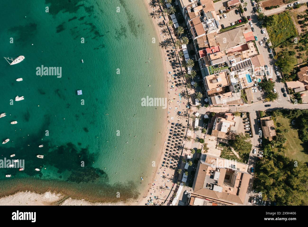 Aerial drone photography of Mallorca shoreline. Vacation destination ...