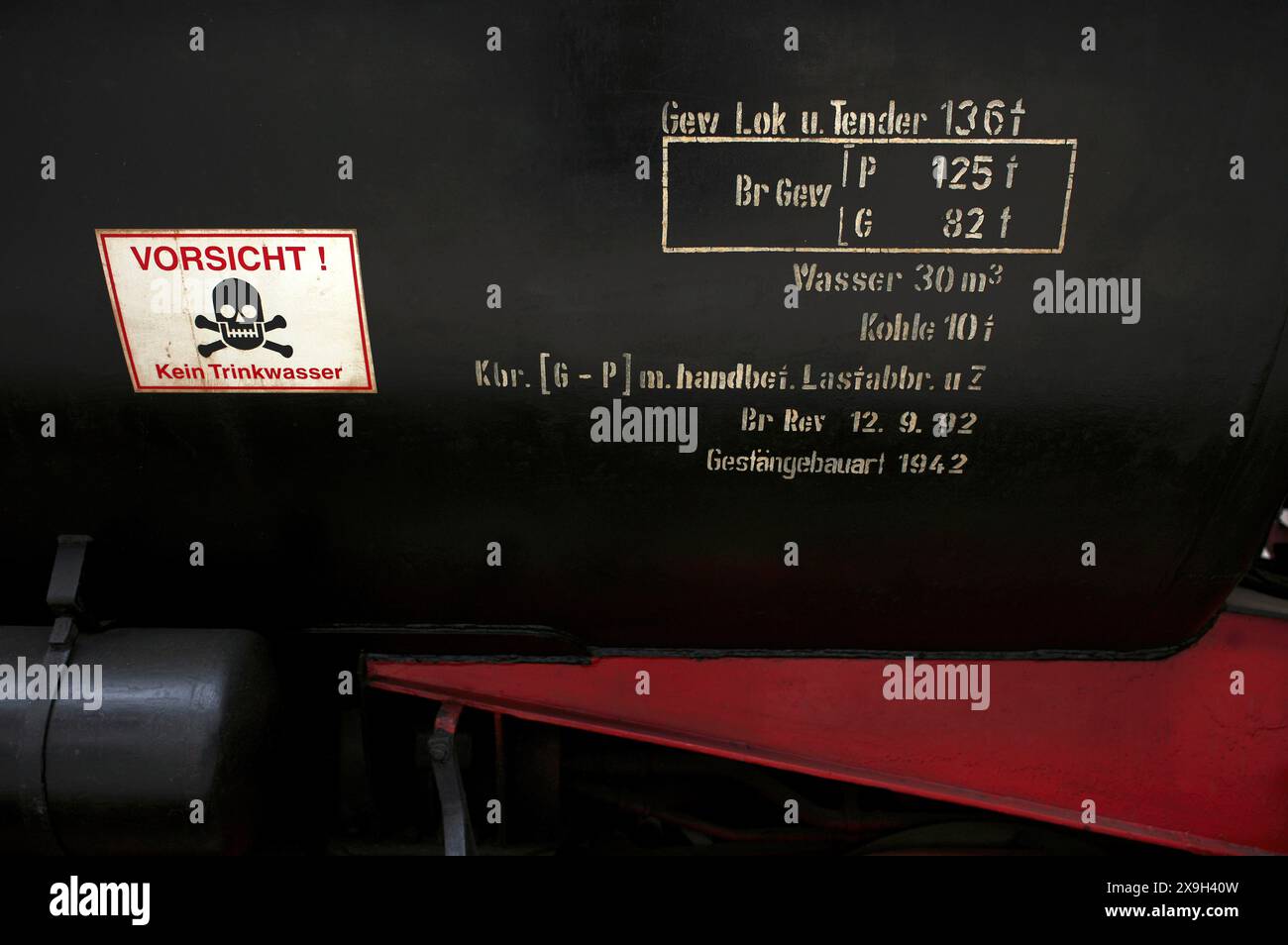 Markings on the tender of the class 52 steam locomotive of the Deutsche ...