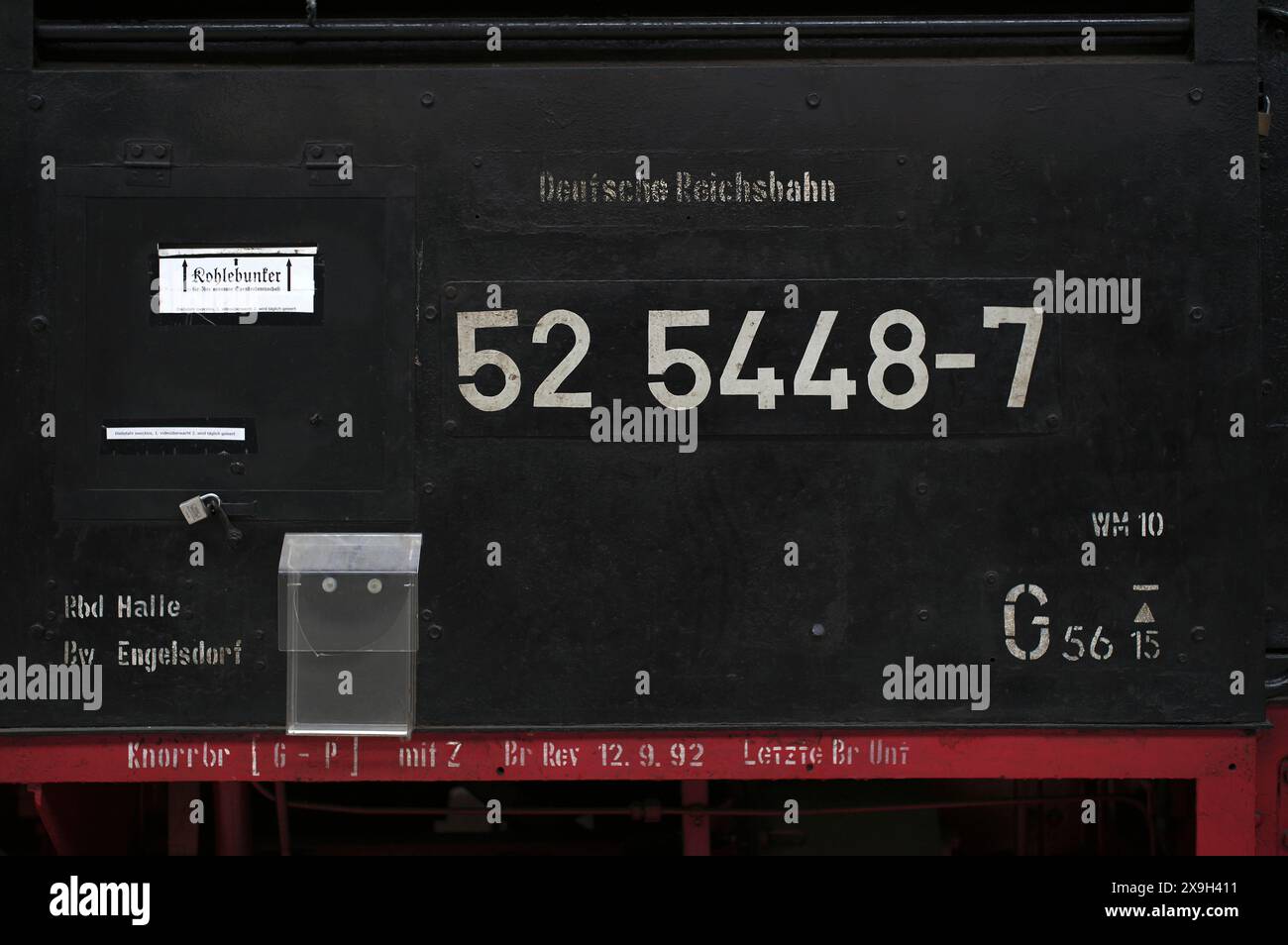 Type plate of the steam locomotive class 52 of the Deutsche Reichsbahn ...