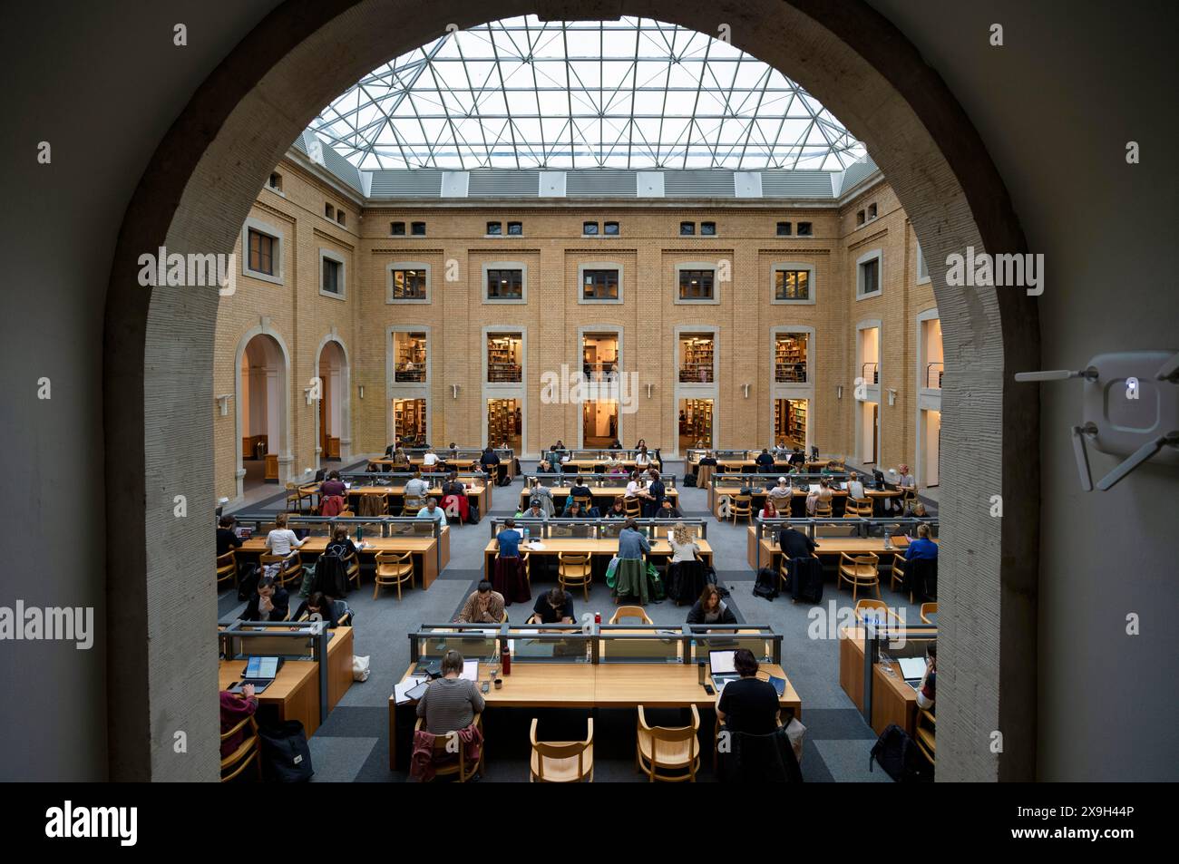 Interior view of reading room, students, students, Bibliotheca ...