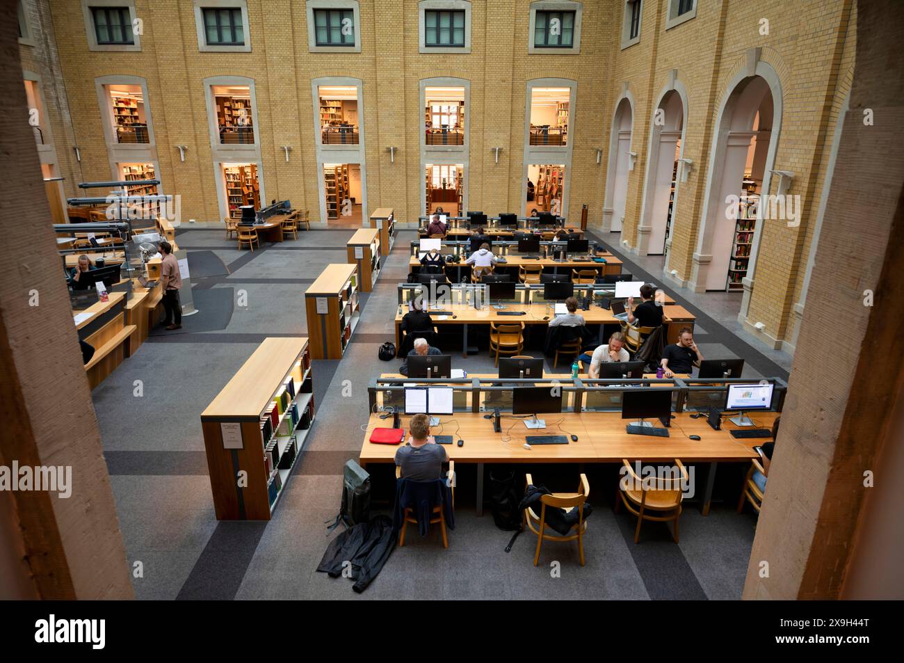 Interior view of reading room, students, students, Bibliotheca ...