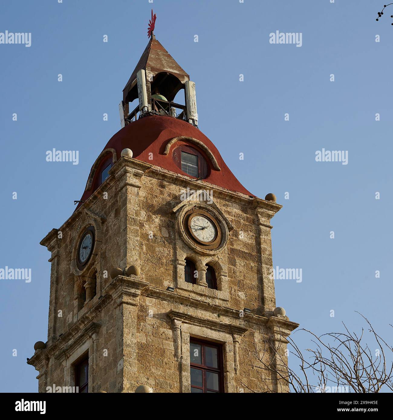 Clock tower, A stone clock tower with detailed architecture and clear ...