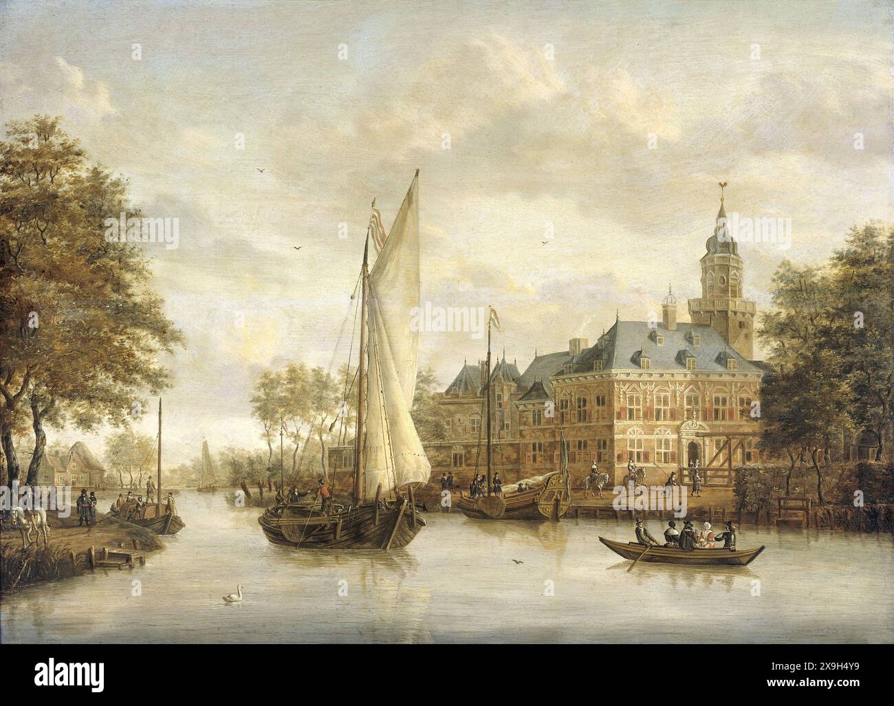 Painting of Nijenrode castle on the Vecht near Breukelen by Dutch ...