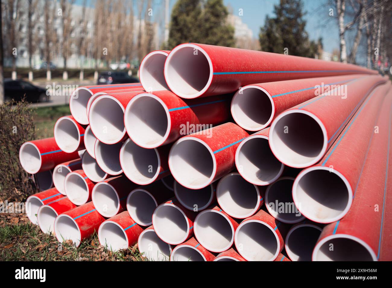 Plumbing urban plastic pipes hi-res stock photography and images - Alamy