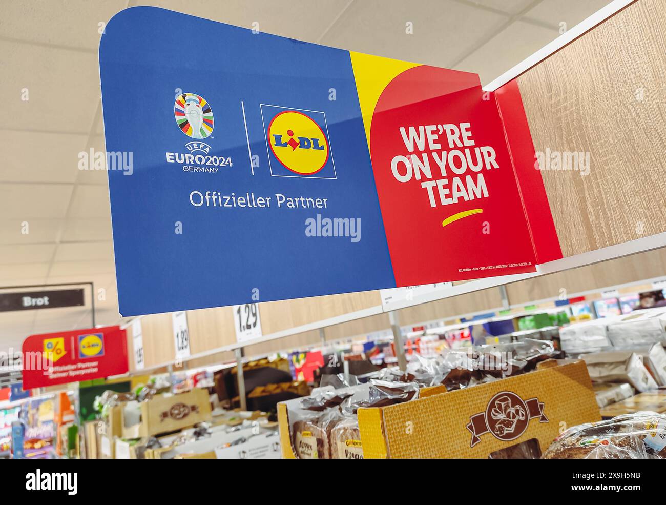 Advertising banner "Lidl - Official partner of the UEFA EURO 2024 in ...