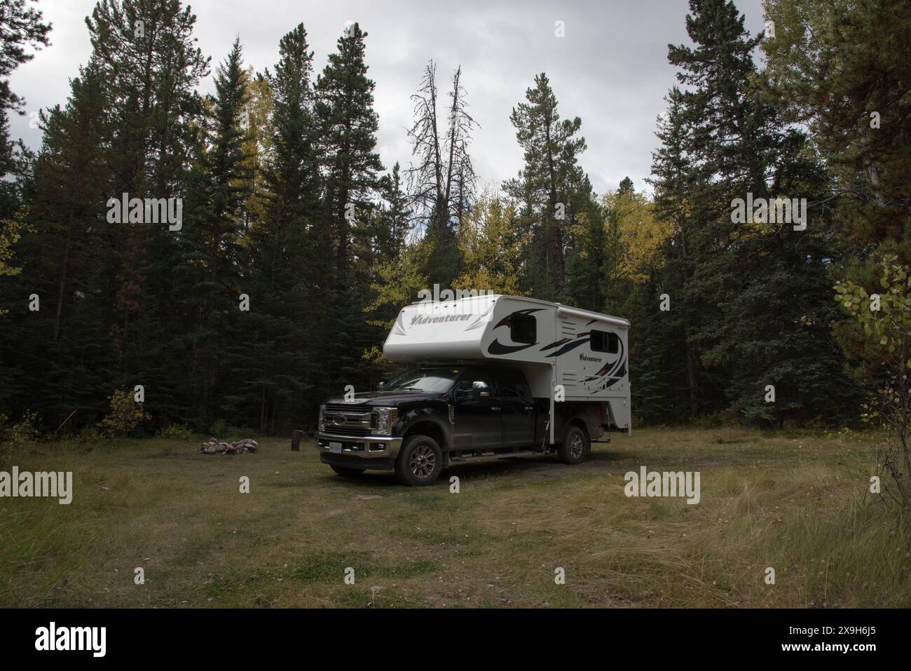 Campervan parking at the shores of North Saskatchewan River within the ...