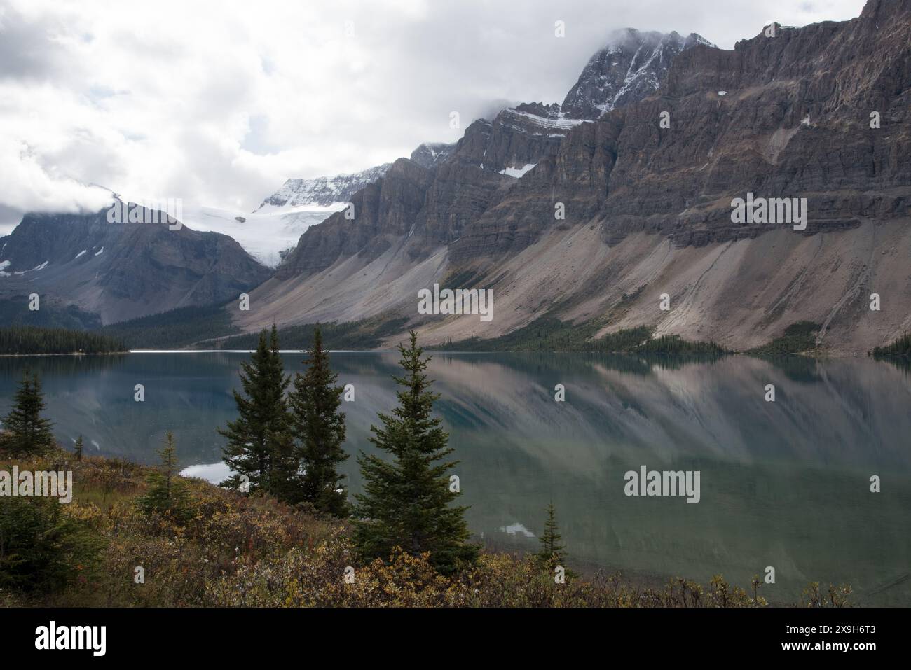Bow Lake in the Canadian Rocky Mountains in Banff National Park in ...
