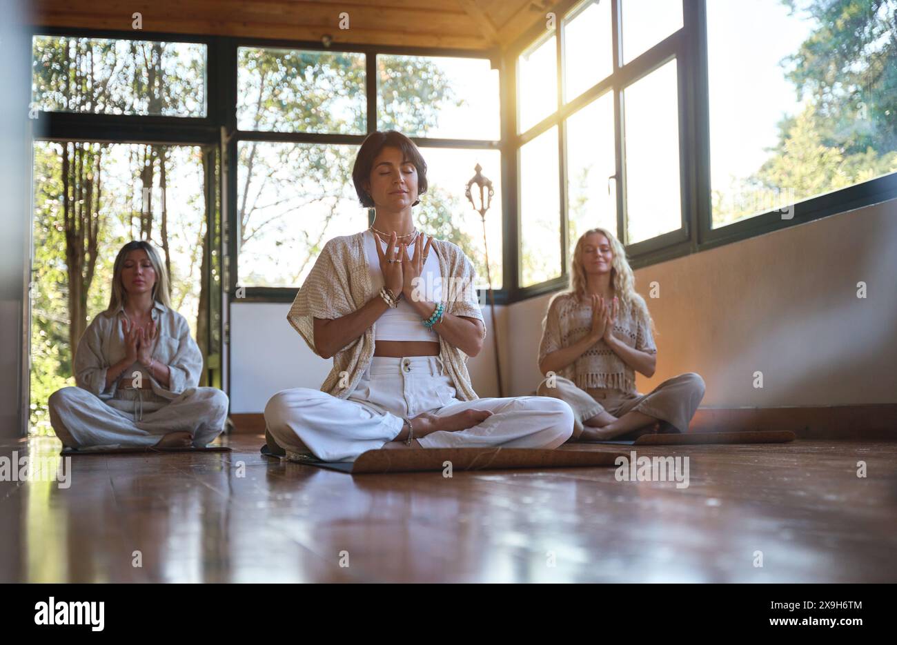 Pranayama group breathing hi-res stock photography and images - Alamy