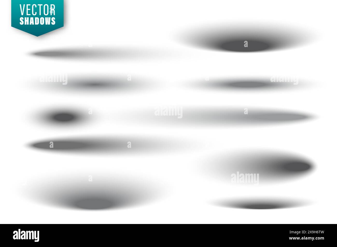 Realistic shadow effect. Round shadows collection isolated on white ...