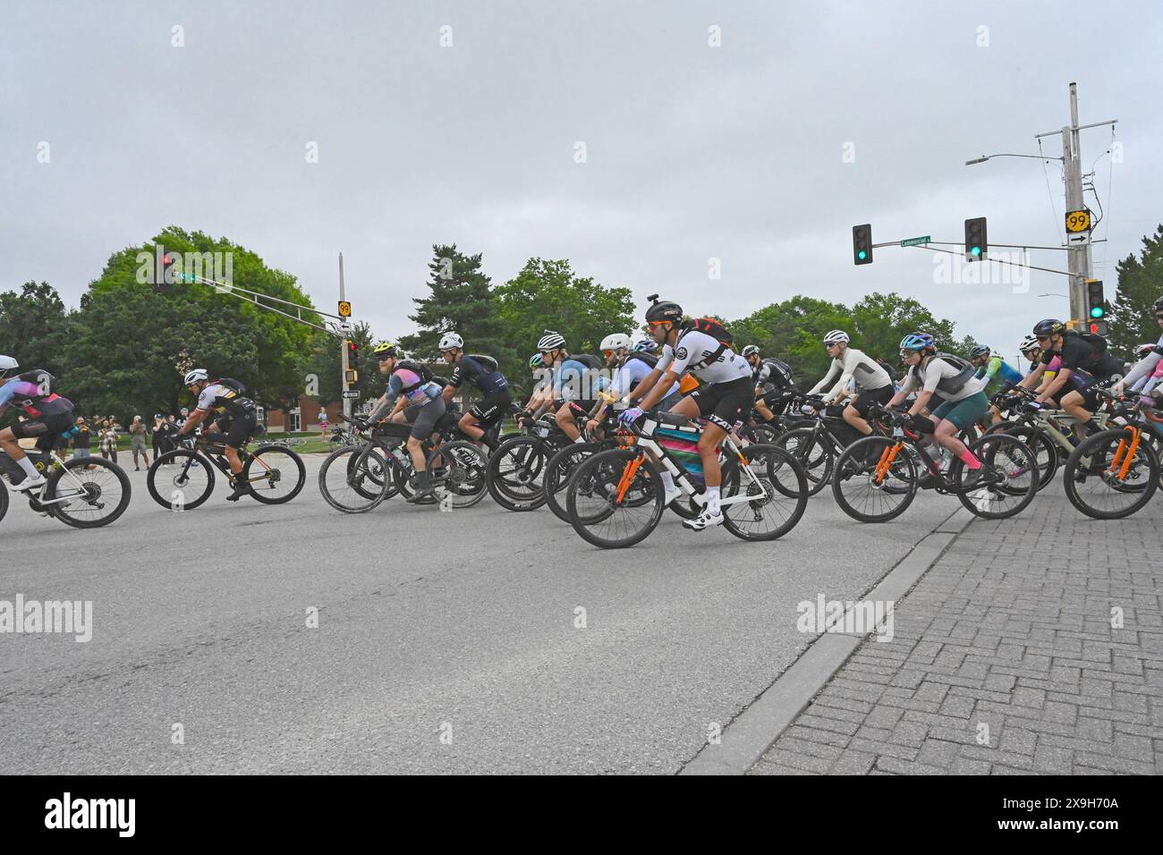 EMPORIA, KANSAS - MAY 31, 2024 The first of nearly 200 riders make the ...