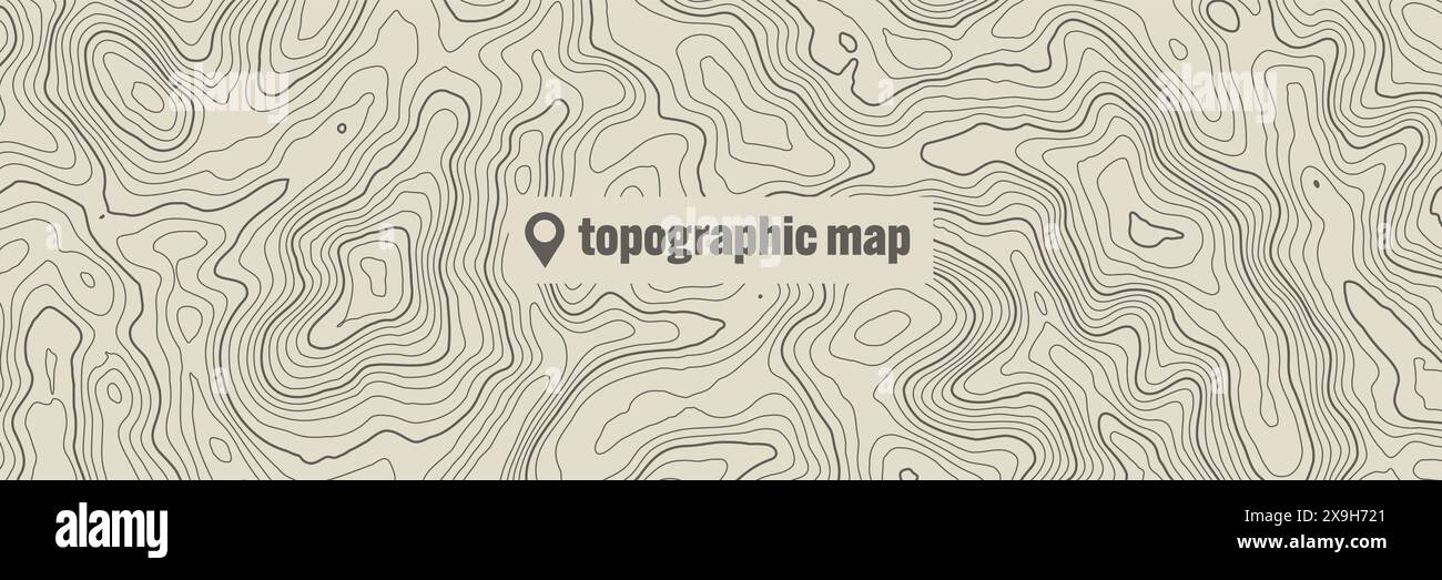 Topographic map with contour lines. Geographic terrain grid, relief ...