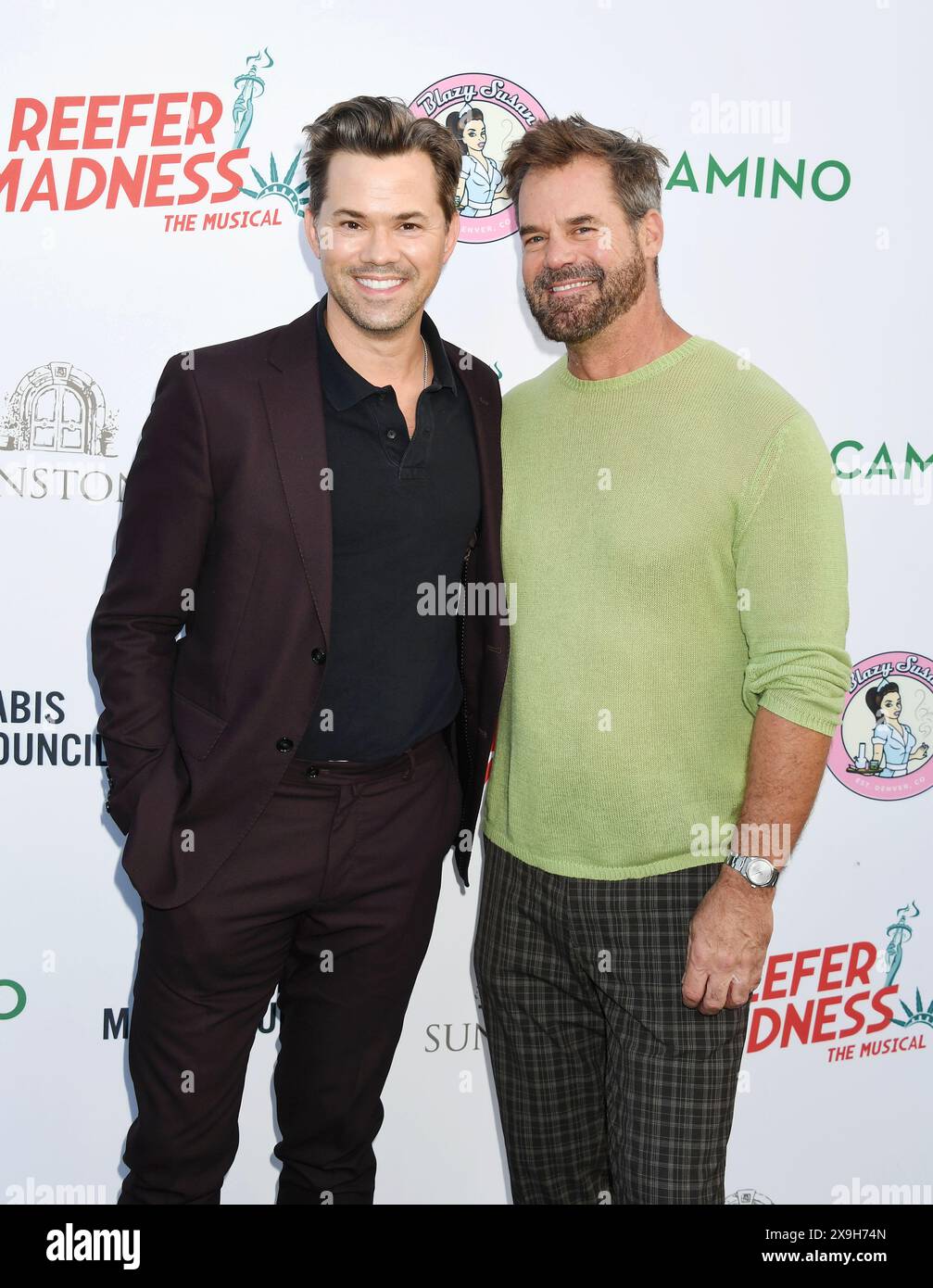 LOS ANGELES, CALIFORNIA - MAY 30: (L-R) Andrew Rannells and Tuc Watkins ...