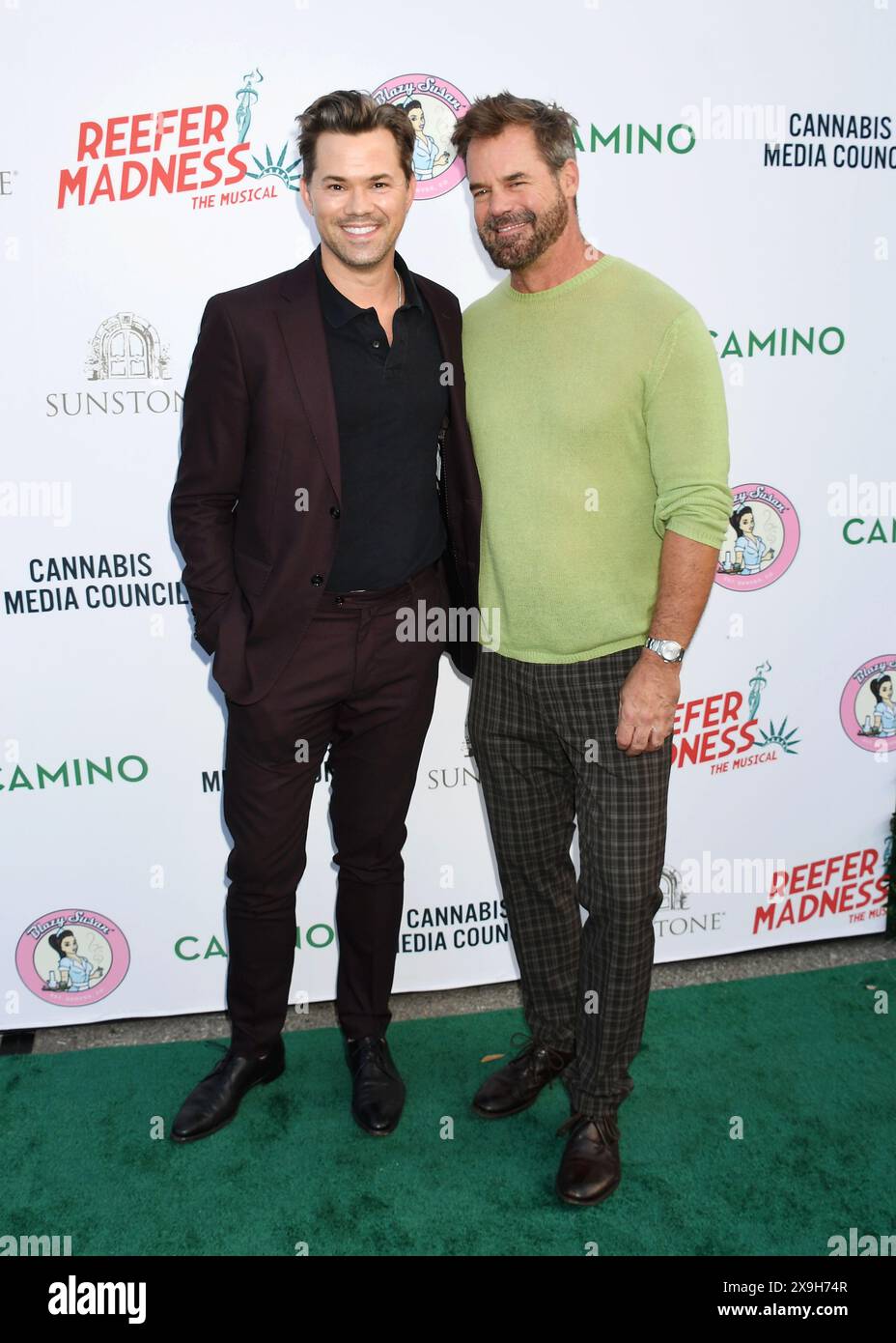 LOS ANGELES, CALIFORNIA - MAY 30: (L-R) Andrew Rannells and Tuc Watkins ...