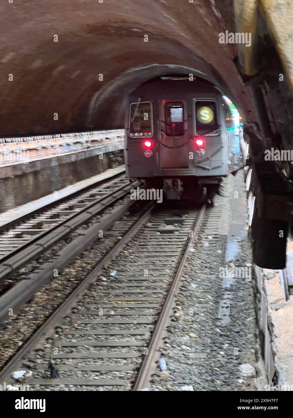 Brooklyn Shuttle subway train leaving Parkside Station in Brooklyn, New ...