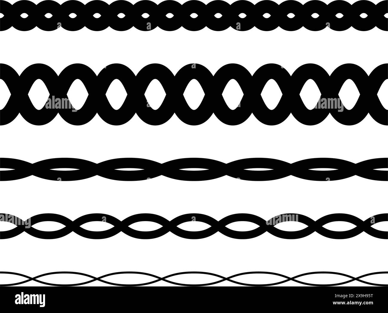 Border frame wavy line divider, geometric shape element, horizontal ...