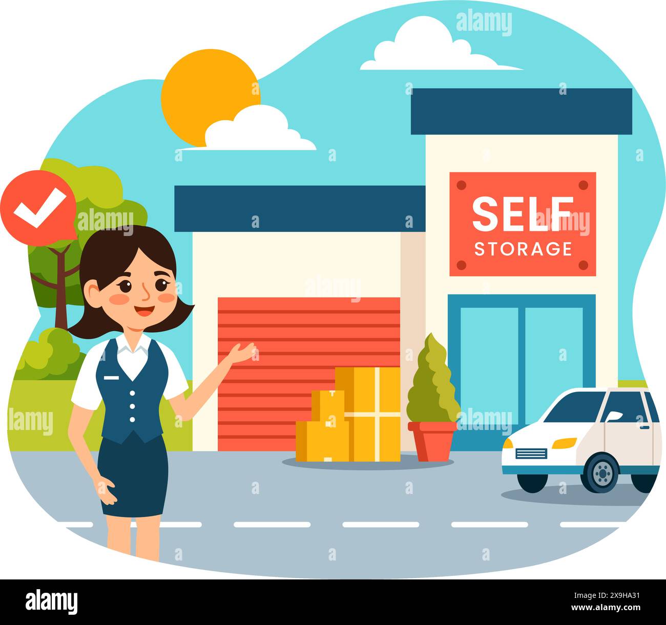 Self Storage Vector Illustration featuring Cardboard Boxes Filled with ...