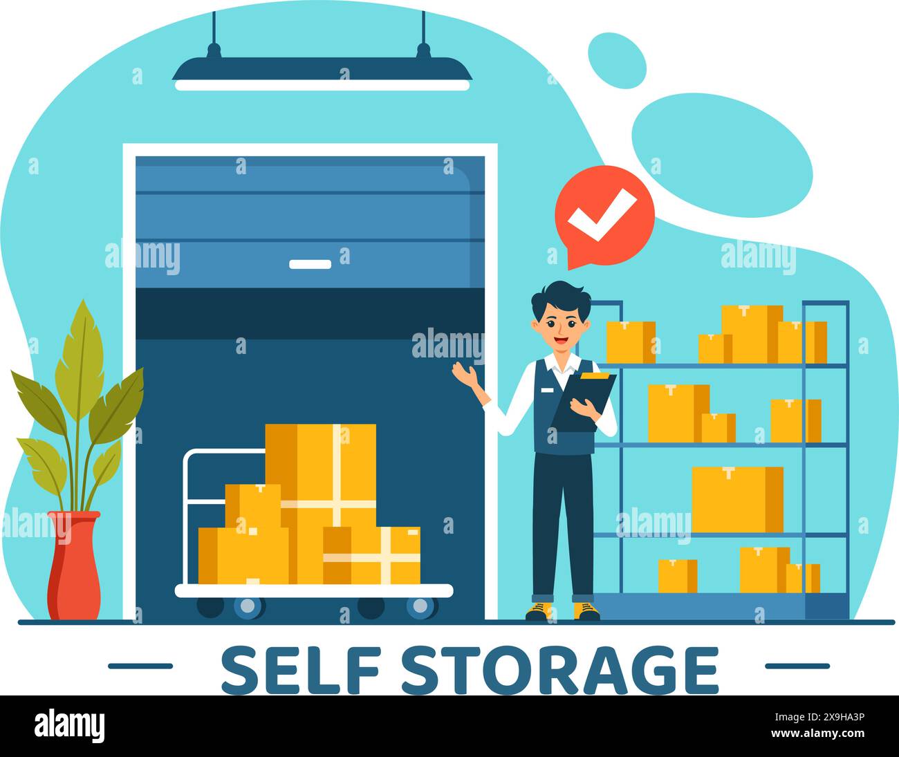 Self Storage Vector Illustration featuring Cardboard Boxes Filled with ...