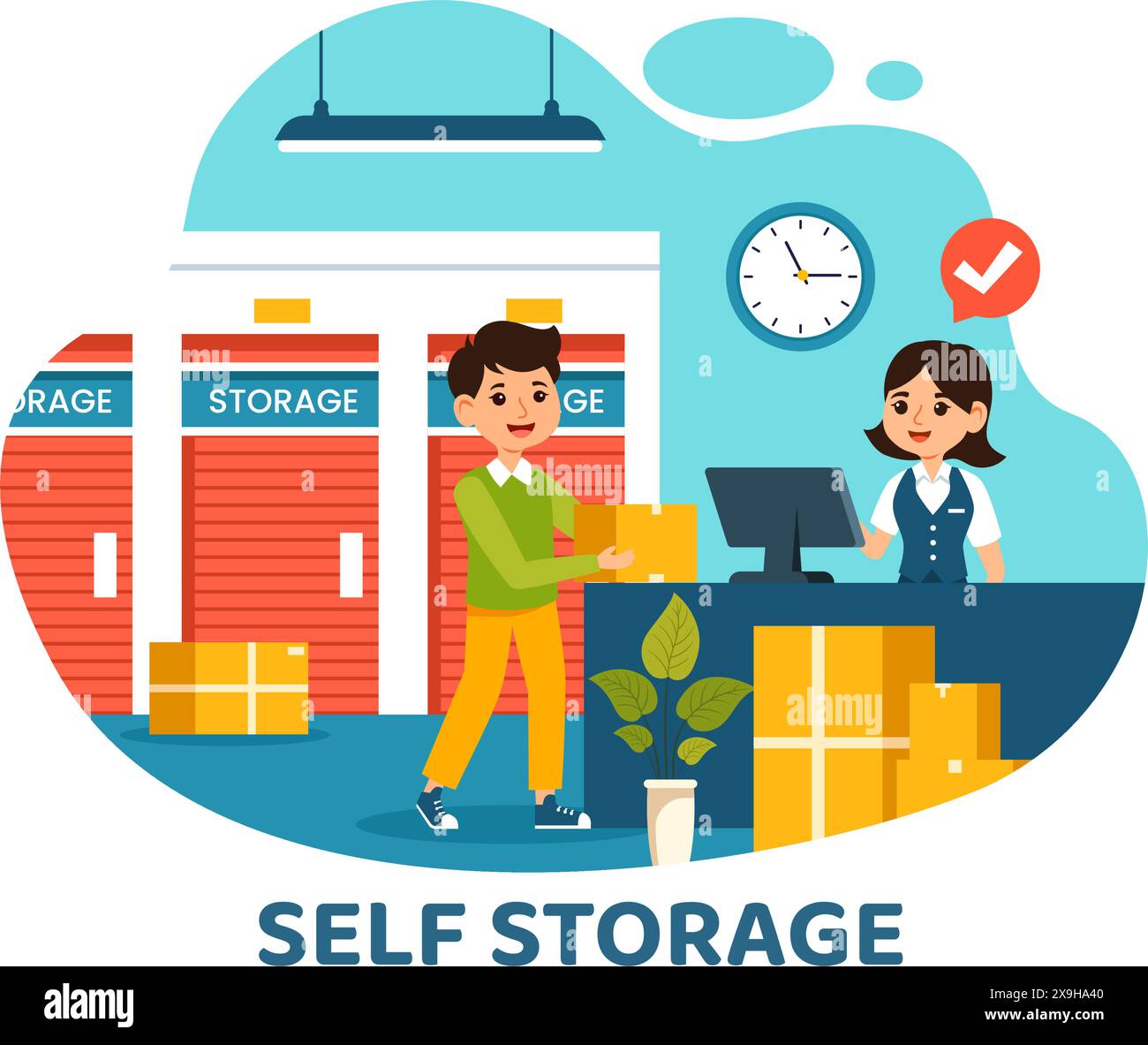 Self Storage Vector Illustration featuring Cardboard Boxes Filled with ...