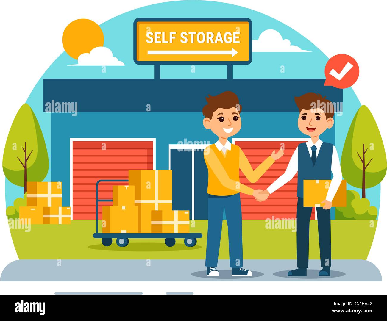 Self Storage Vector Illustration featuring Cardboard Boxes Filled with ...