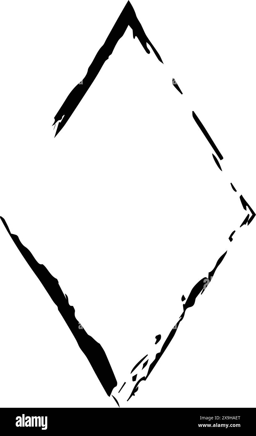 Frame rhombus texture element, outline border grunge shape icon ...