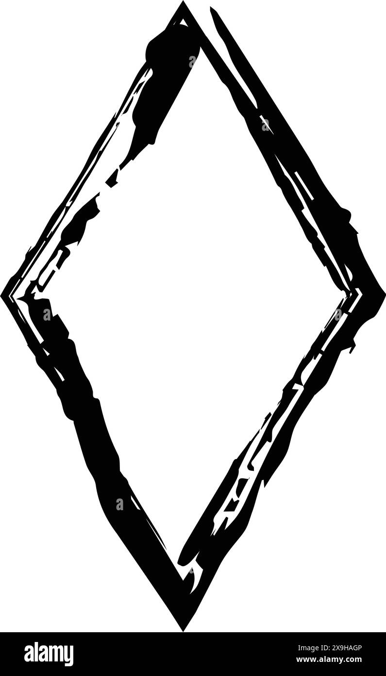 Frame rhombus texture element, outline border grunge shape icon ...