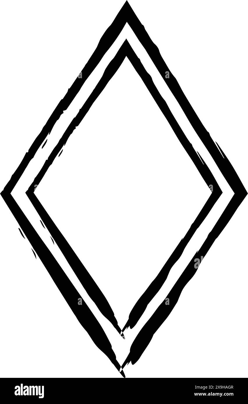 Frame rhombus texture element, outline border grunge shape icon ...