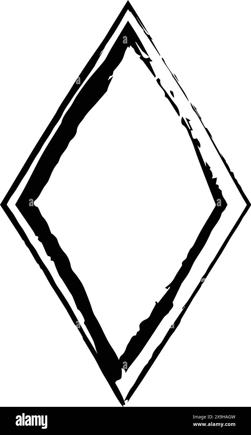 Frame rhombus texture element, outline border grunge shape icon ...